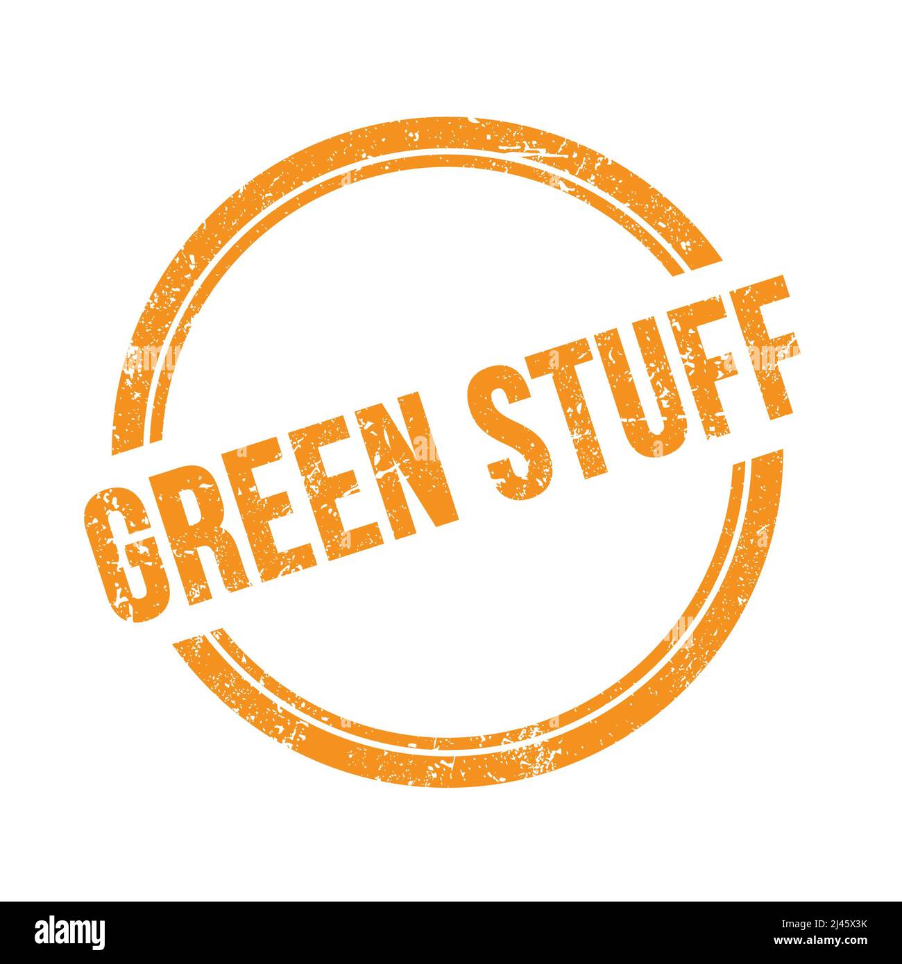 GREEN STUFF text written on orange grungy vintage round stamp Stock ...
