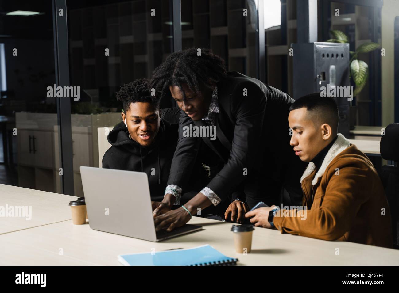 Multiethnic group teamwork of black african and asian employee working ...