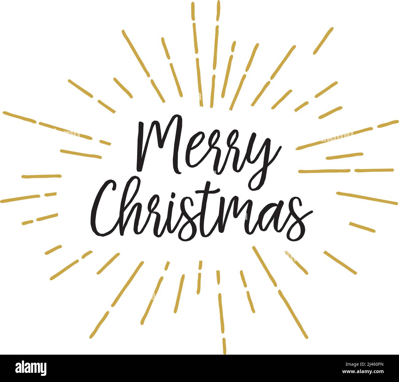 Merry Christmas lettering. Modern inscription with golden lights in ...