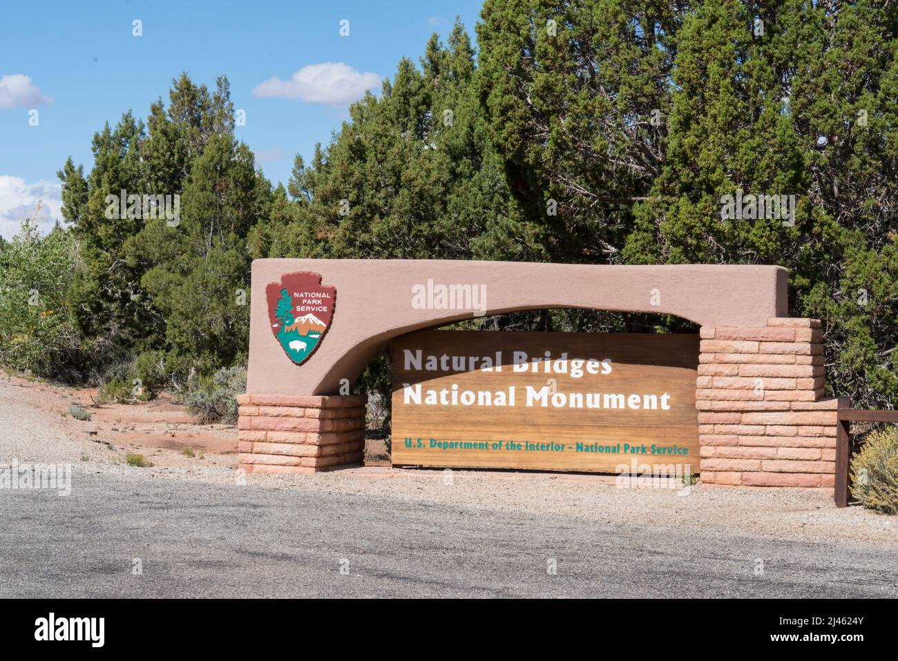 Lake Powell, UT - October 9, 2021: Entrance sign to Natural Bridges ...