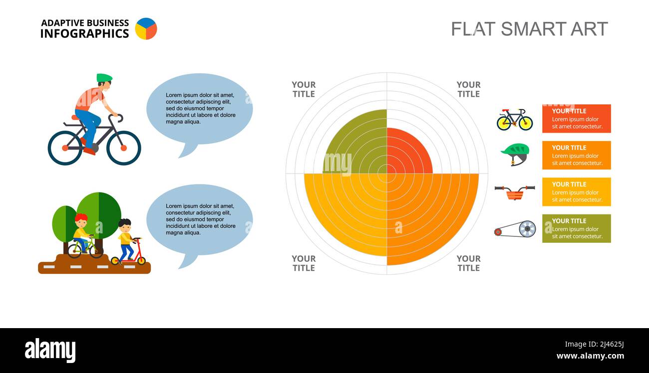 Four sectors pie chart. Business data. Cyclist, diagram, design ...