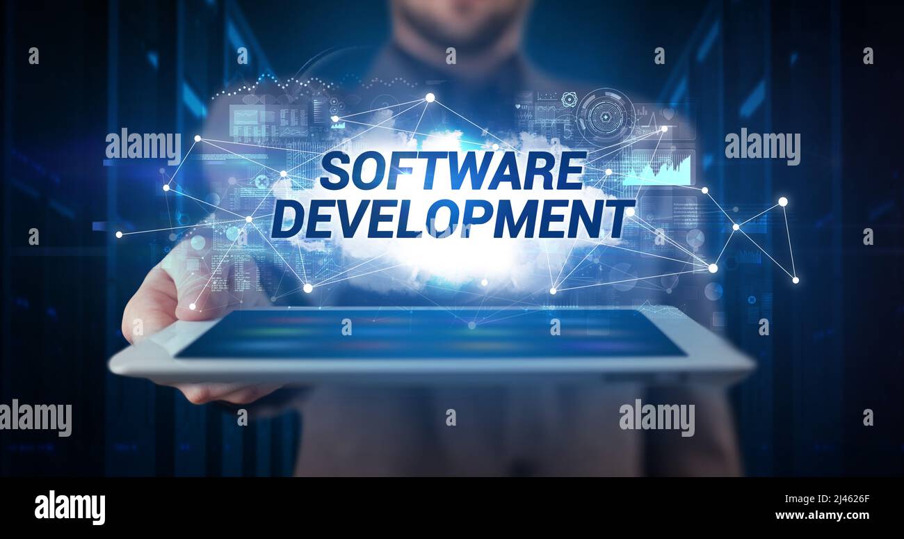 Person holding tablet, technology concept Stock Photo - Alamy