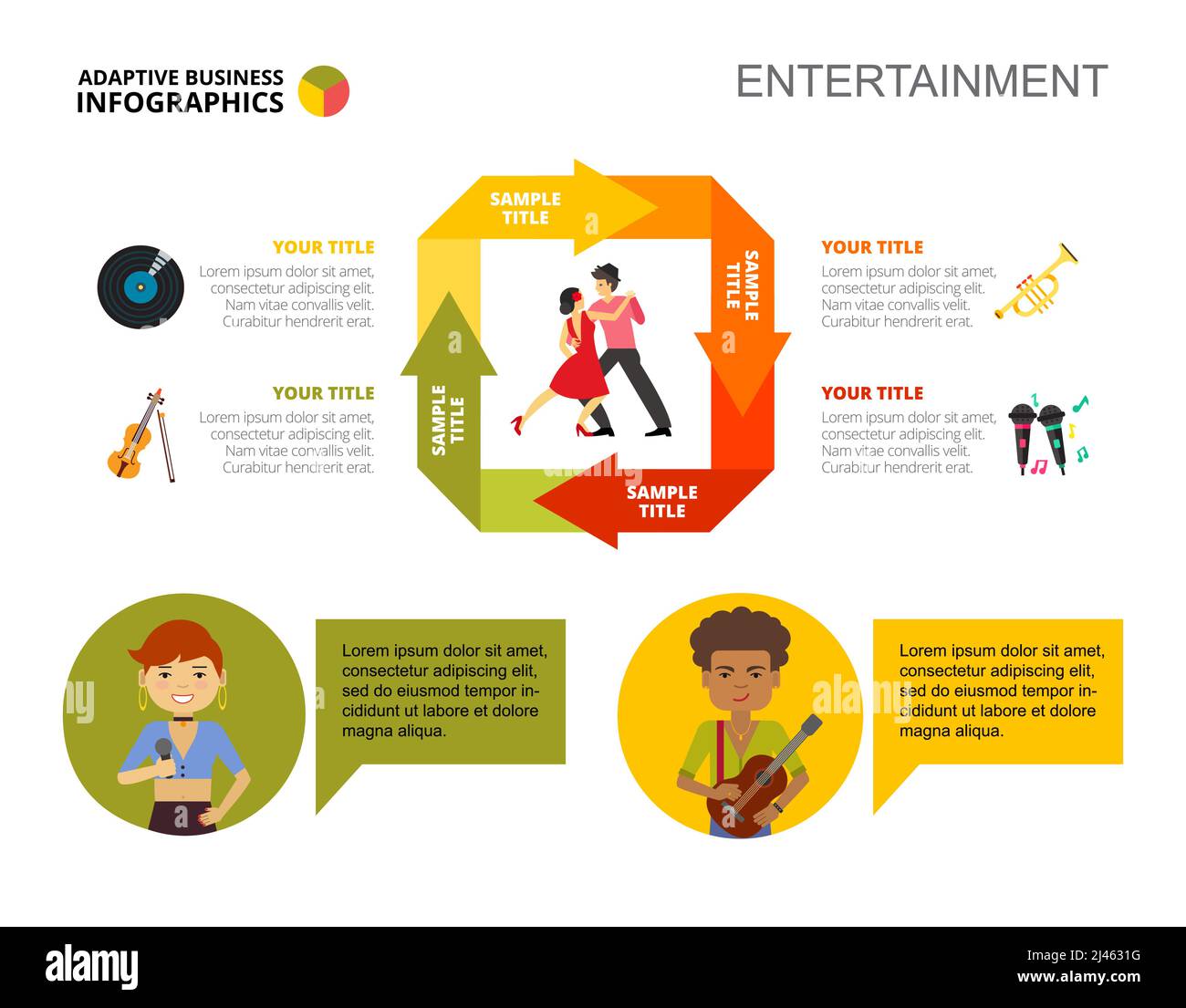 Arrow chart with four elements. Cycle diagram, graph, layout. Creative ...