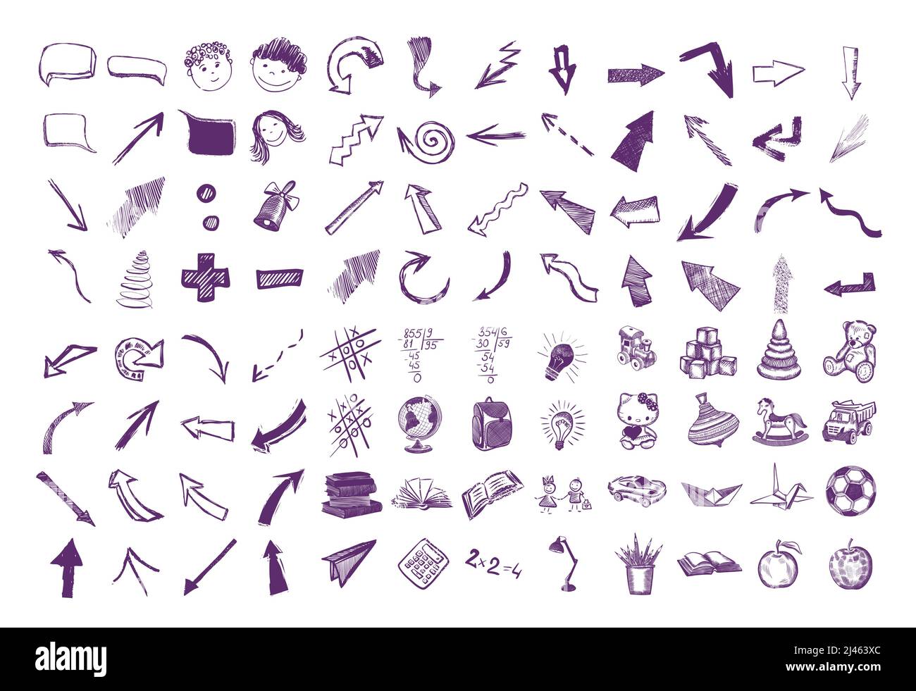 Isolated vector hand drawn arrows set on a white background Stock ...