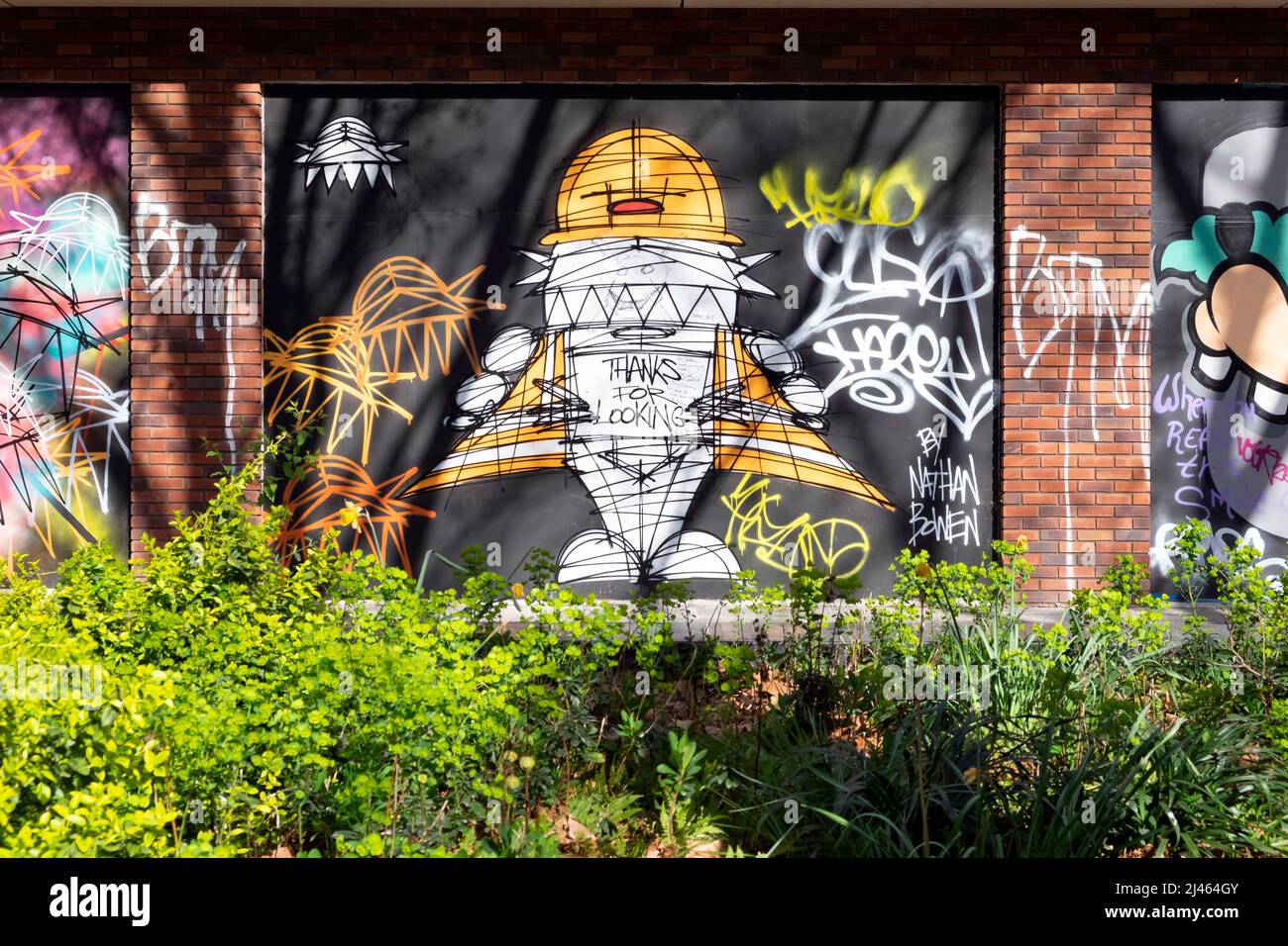 Graffiti mural artwork on a wall in Old Street Shoreditch London EC1 ...