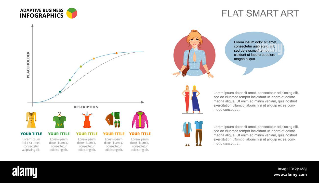 Clothing line chart slide template. Business data. Graph, point, design ...