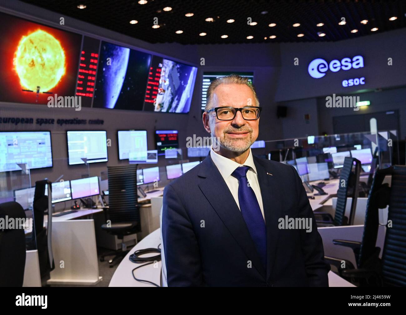 Darmstadt, Germany. 12th Apr, 2022. Josef Aschbacher, director general ...