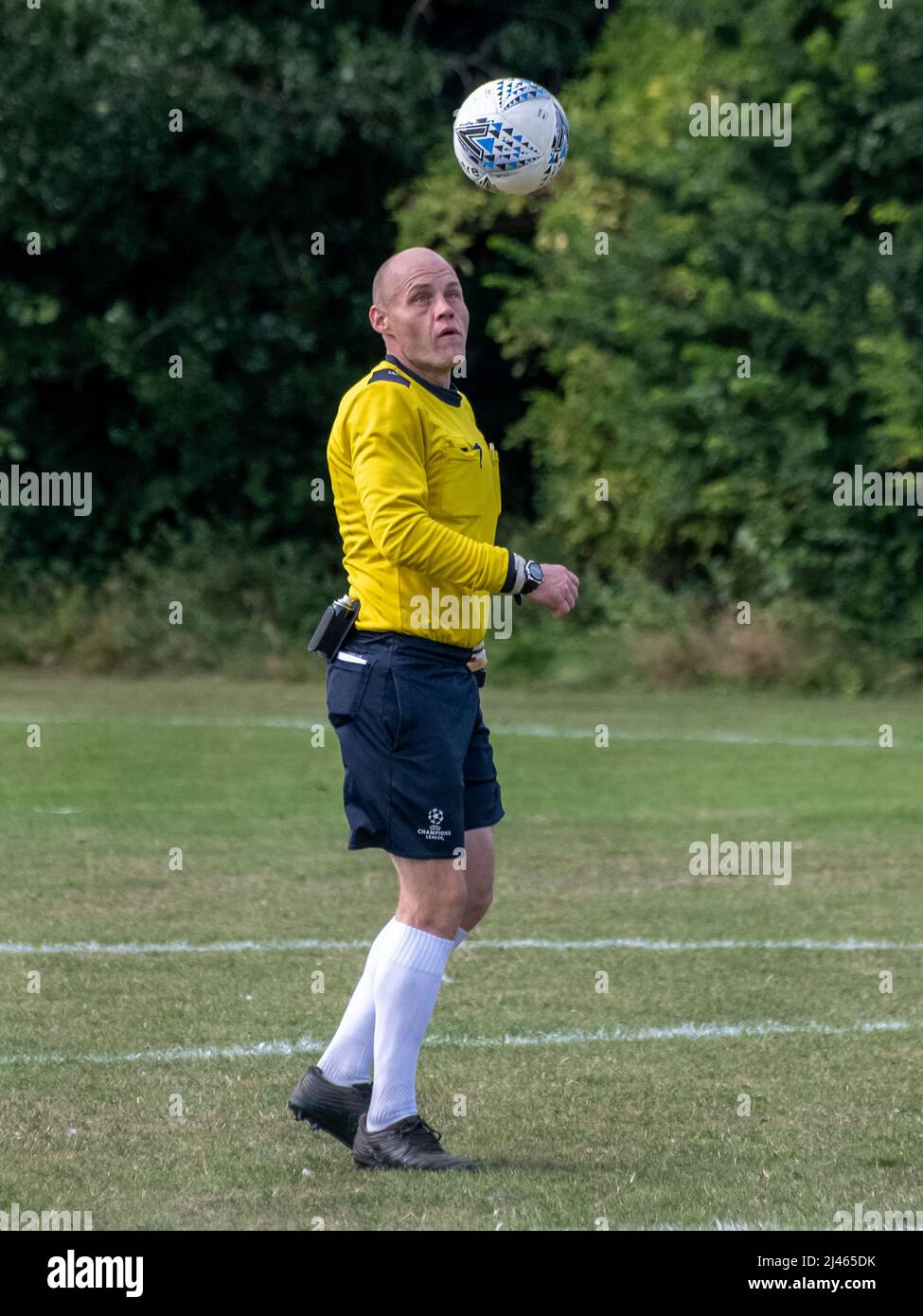 Musselburgh, Scotland, September 5th, 2021 A referee showing off his ...