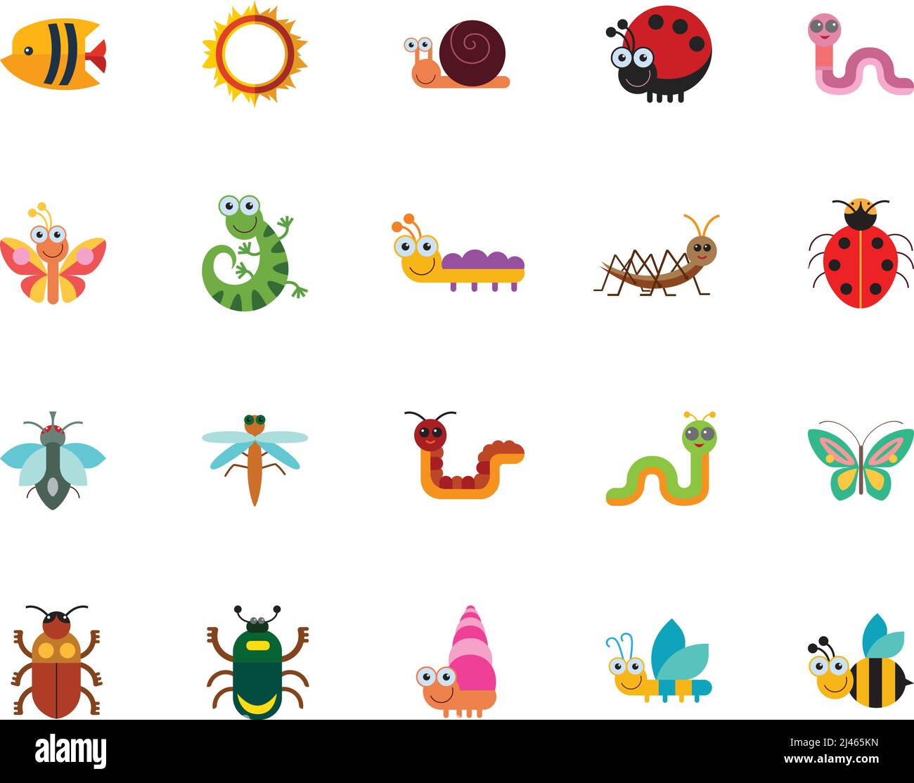 Funny insects icon set. Can be used for topics like invertebrates ...