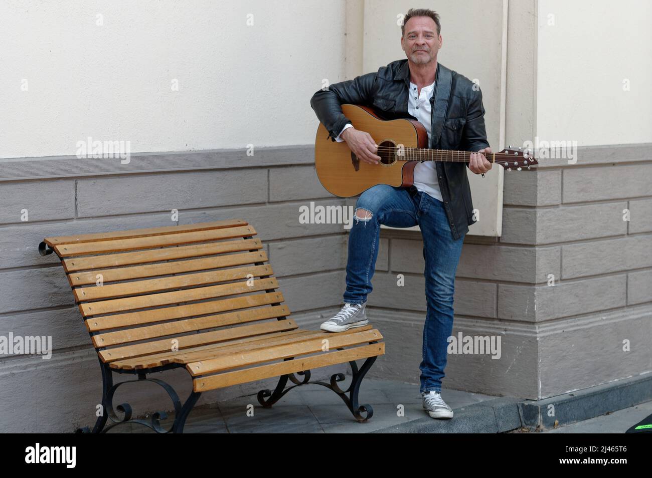 Cologne, Germany. 12th Apr, 2022. Actor Kai Noll stands on the set of ...