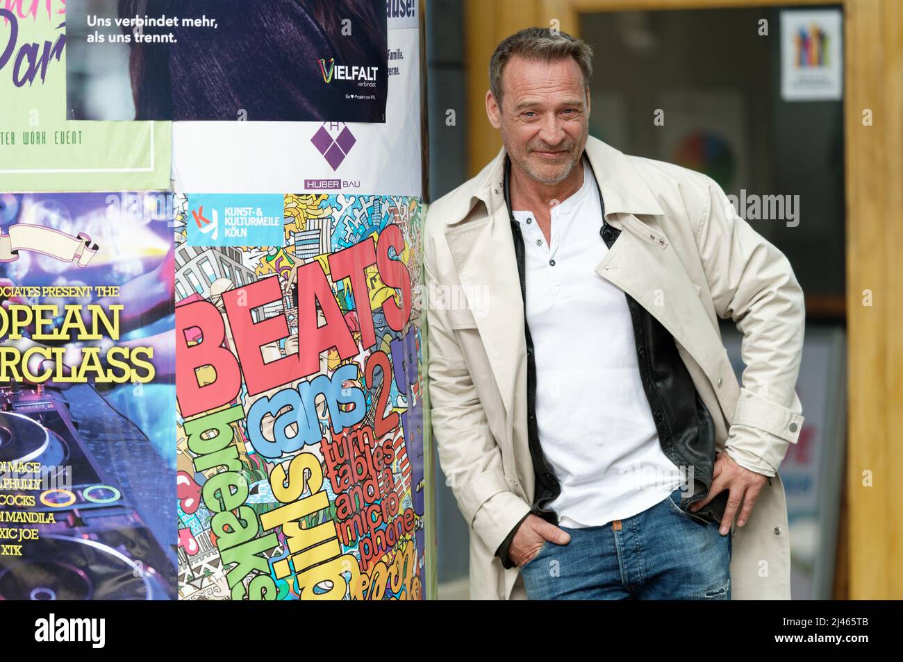 Cologne, Germany. 12th Apr, 2022. Actor Kai Noll stands on the set of ...