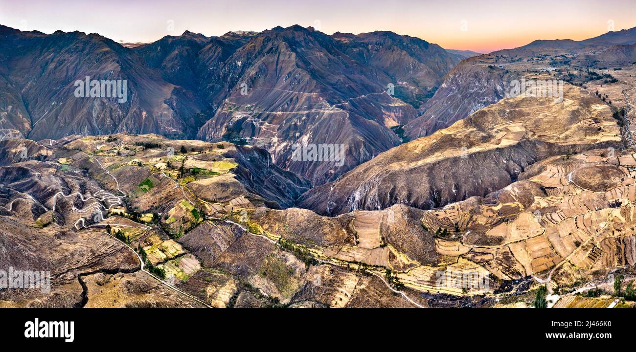 Scenery of the Colca Canyon in Peru, one of the deepest canyons in the ...