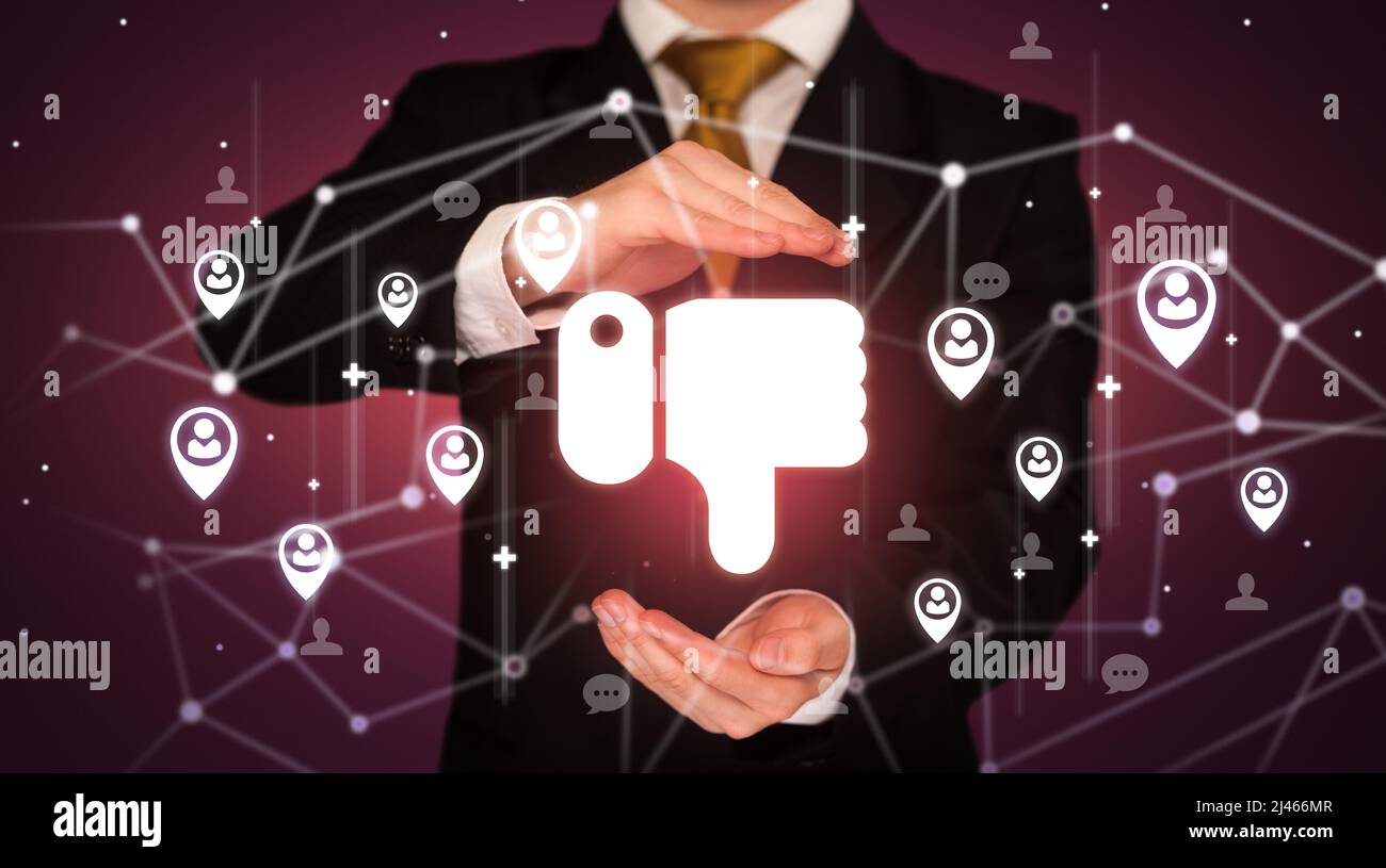 Hand holding social media icons Stock Photo - Alamy