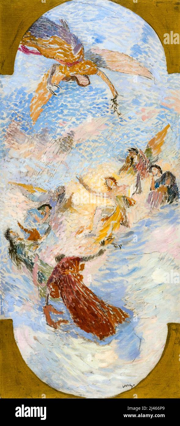 Henri Martin, Apollo and the Muses, painting 1892 Stock Photo - Alamy