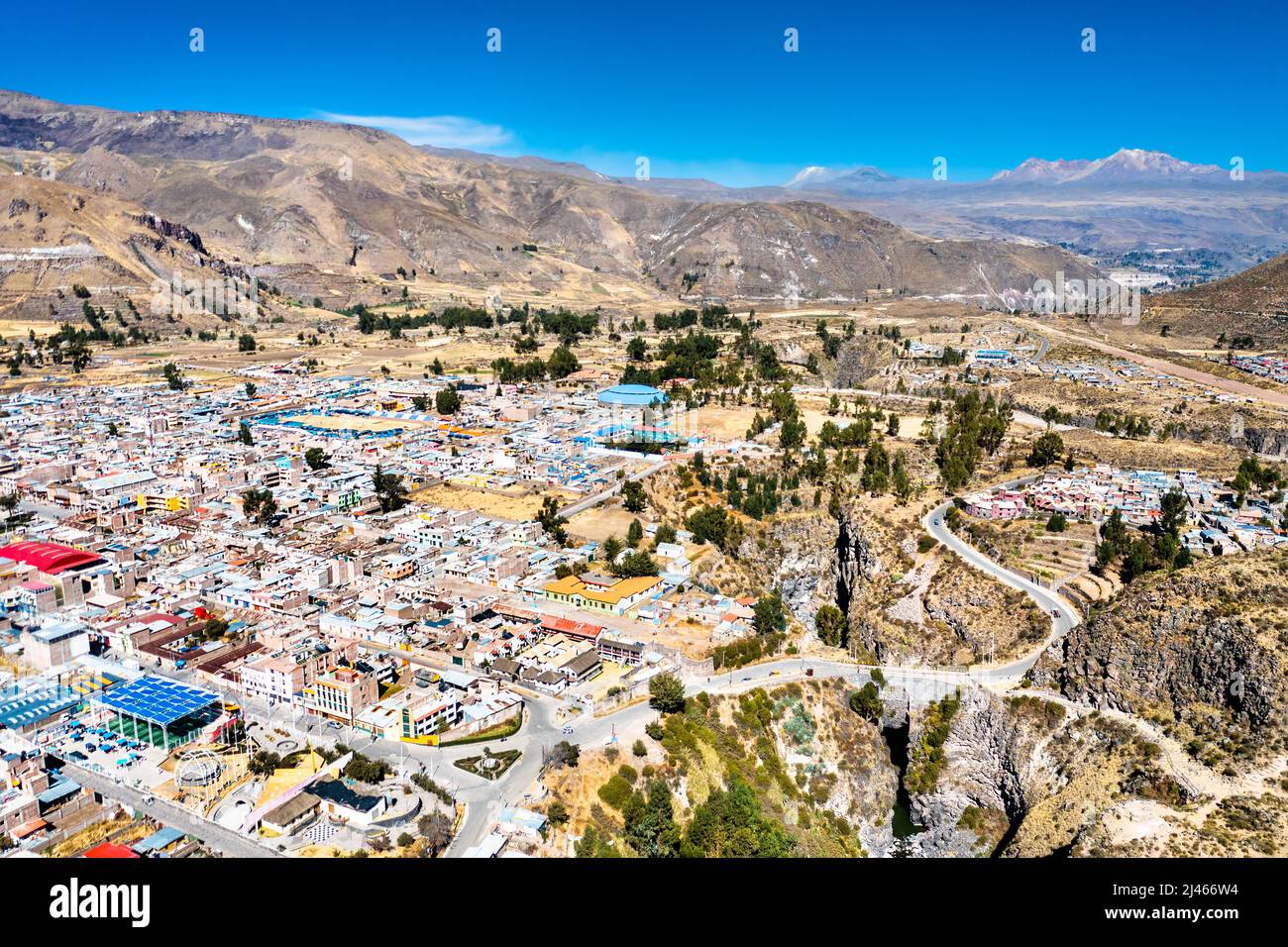 Cityscape of Chivay town at the Colca Canyon in Peru Stock Photo - Alamy
