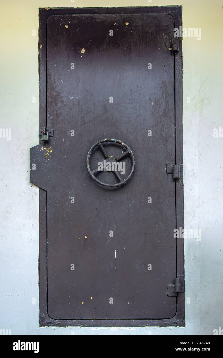 The steel door with revolving lock installed in the building Stock ...