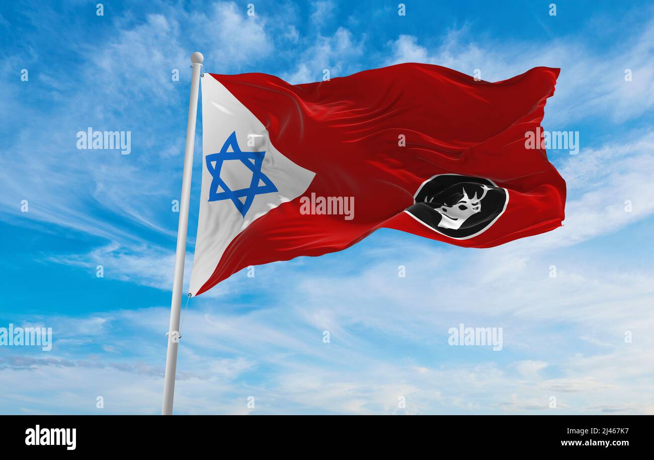 flag of IDF Northern Command , Israel at cloudy sky background on ...