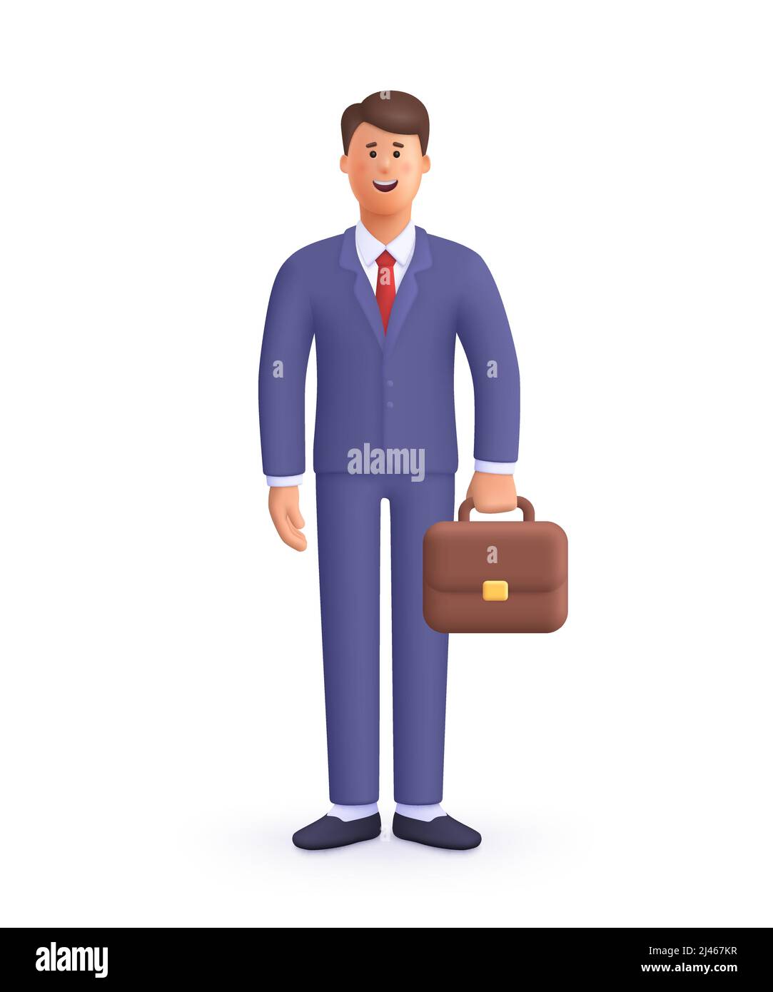 Smiling businessman in suit holding briefcase. Leader success ...
