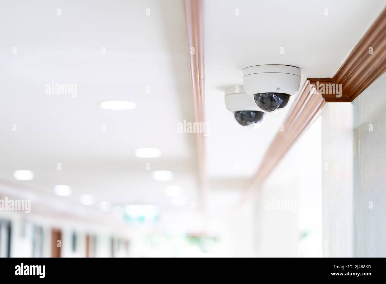 CCTV camera is installed inside the hospital building on the ceiling ...