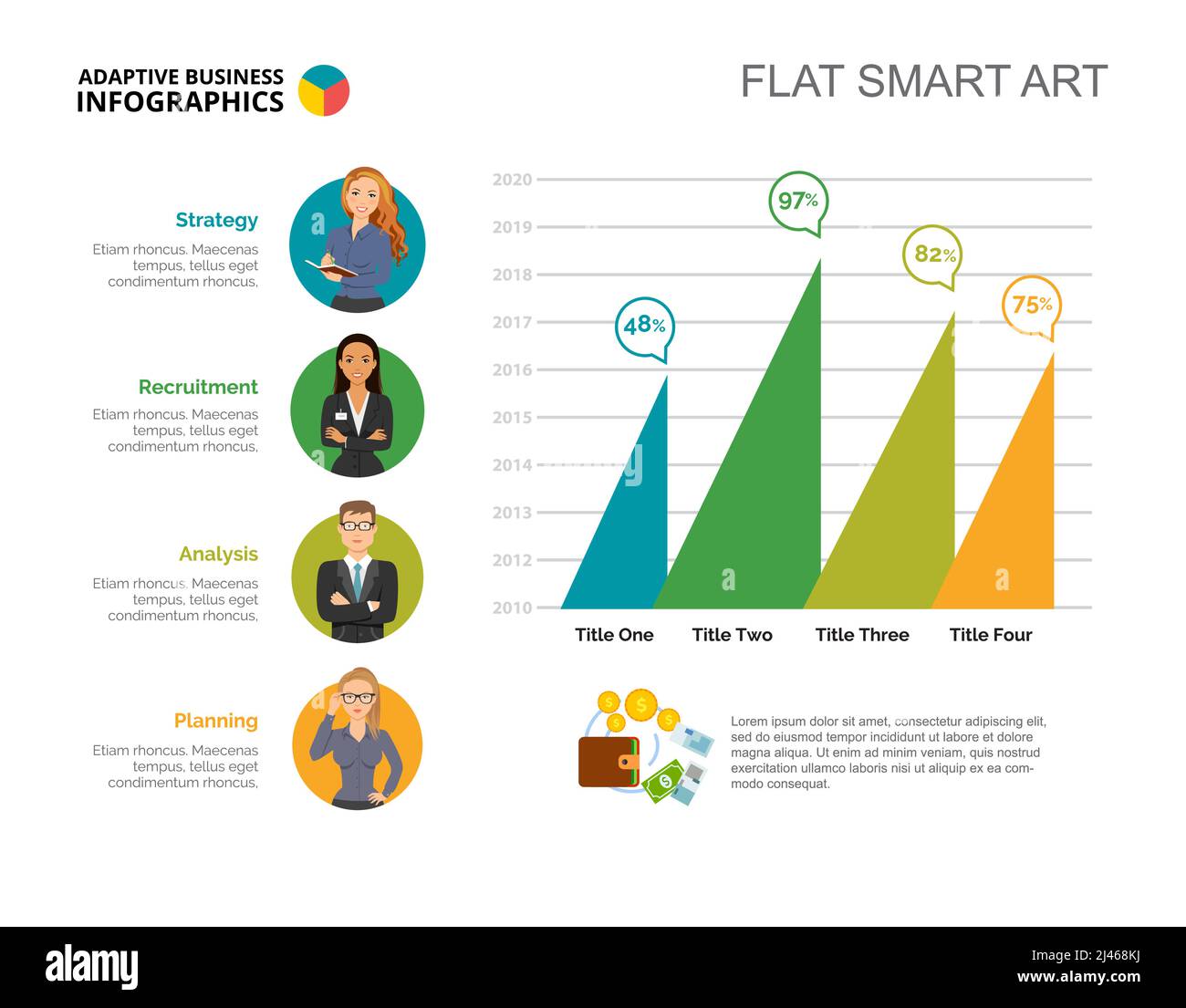 Four columns bar chart. Business data. Financial, money, diagram ...