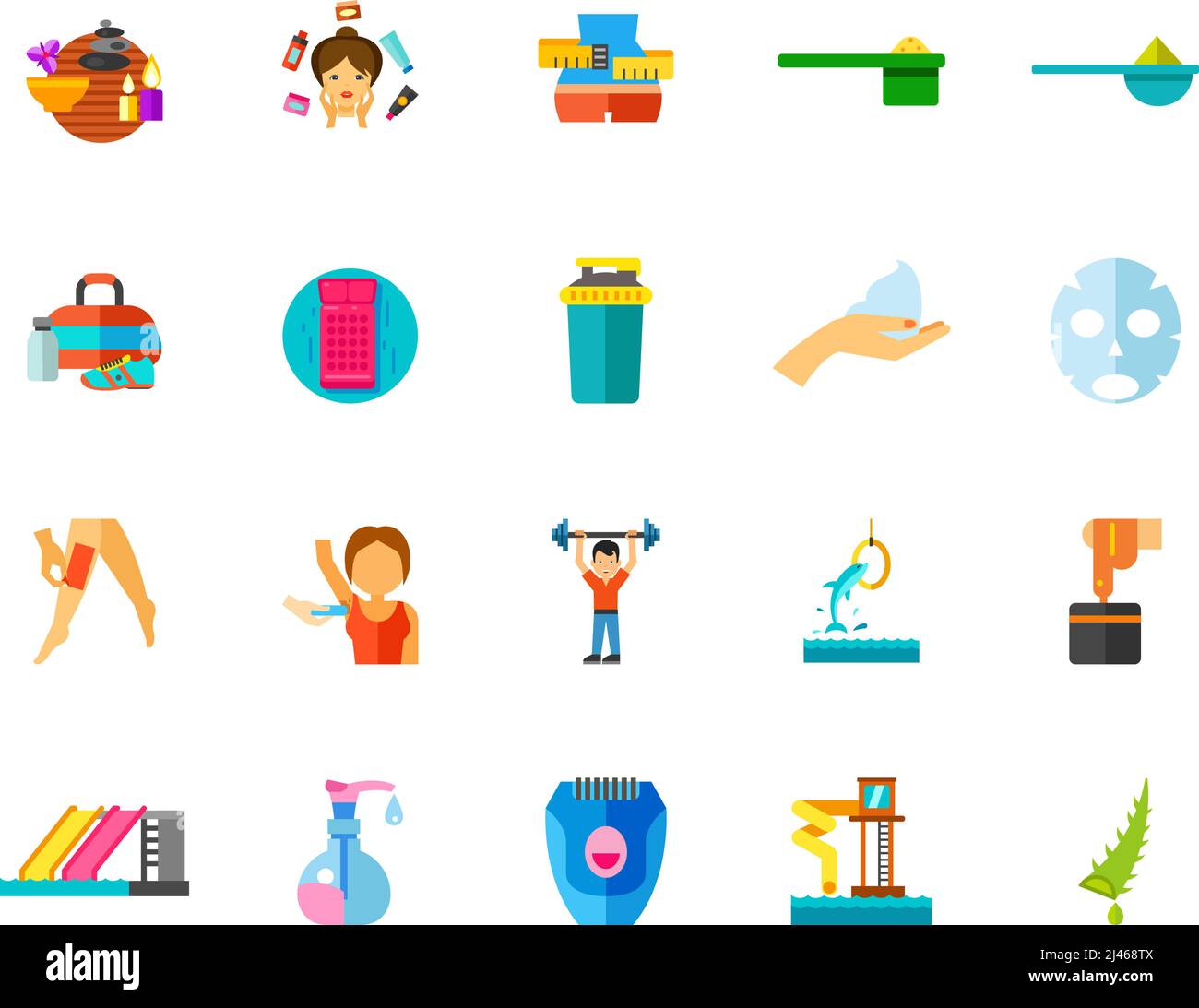 Gym and spa icon set. Can be used for topics like beauty, healthy ...