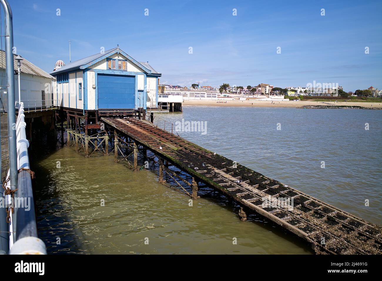Disused Clacton on Sea RNLI lifeboat station next to Clacton Pier ...