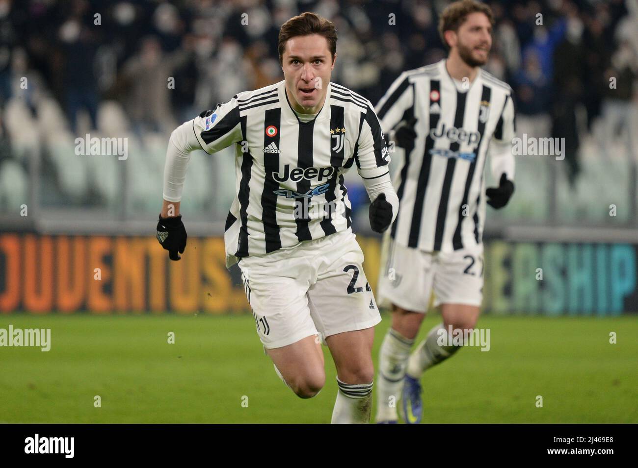 Federico Chiesa of Juventus FC celebrates an goal during the Serie A ...