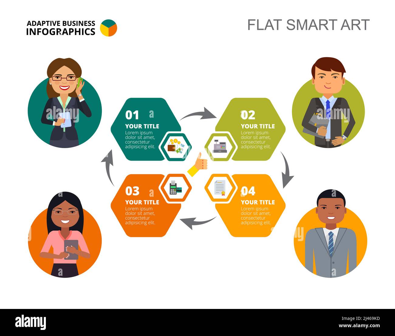Four options process chart slide template. Business data. Workflow ...