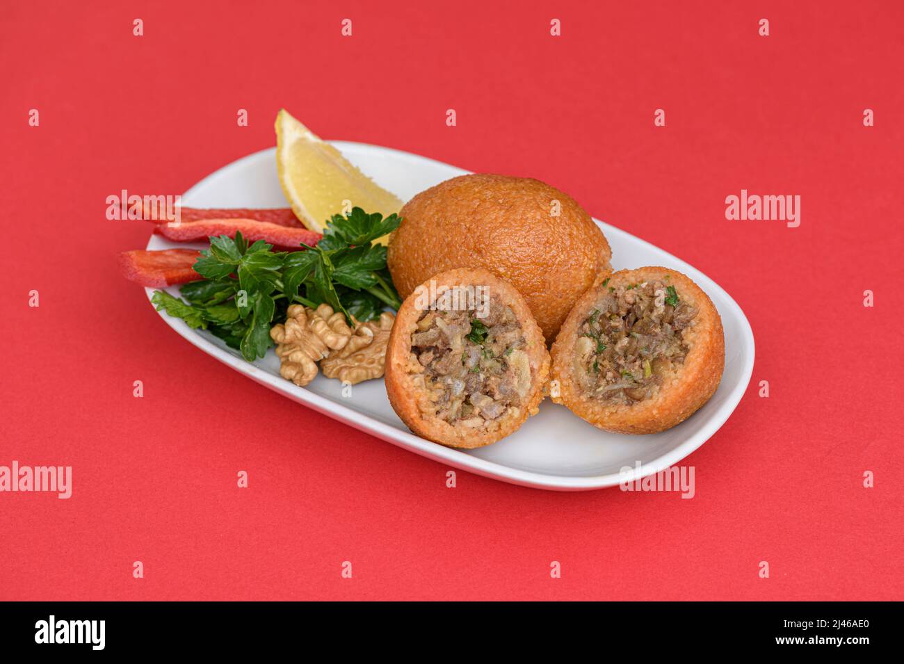 Stuffed meatballs, a traditional Turkish delicacy. Kibbeh is a popular ...