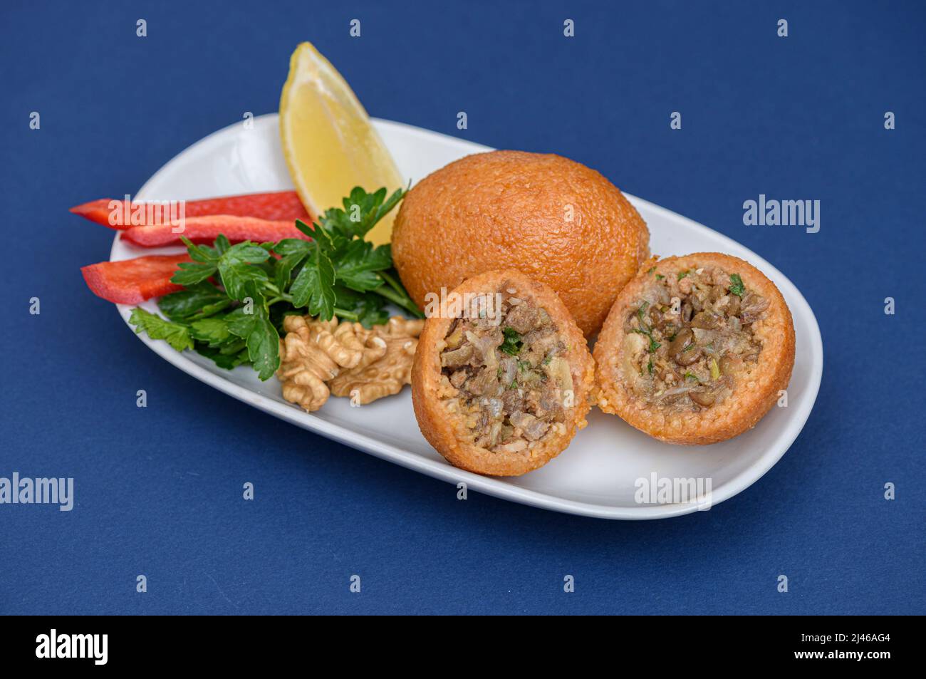 Stuffed meatballs, a traditional Turkish delicacy. Kibbeh is a popular ...