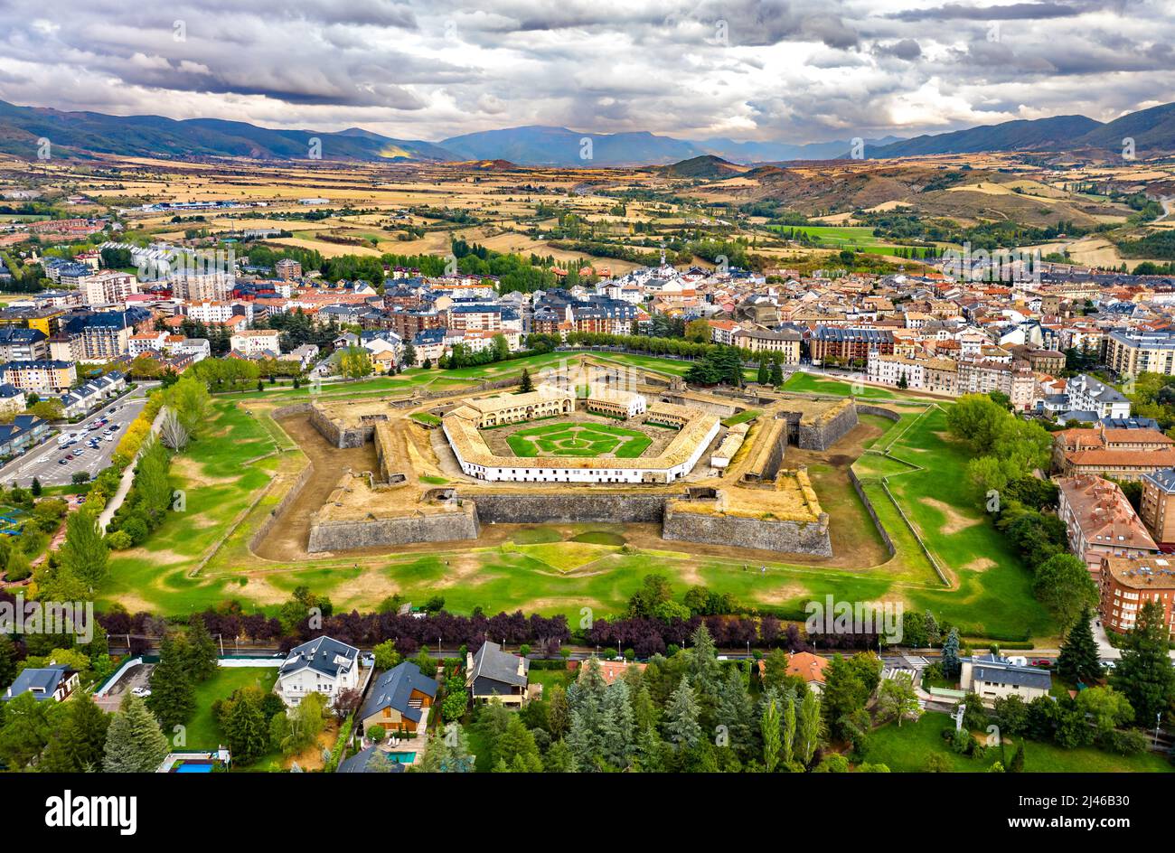 Aerial view Jaca Citadel in Huesca, Spain Stock Photo - Alamy