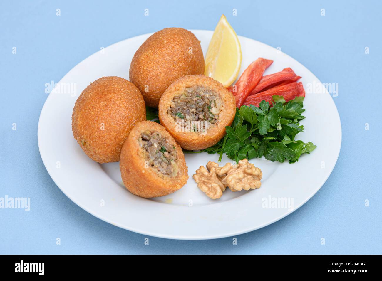 Stuffed meatballs, a traditional Turkish delicacy. Kibbeh is a popular ...