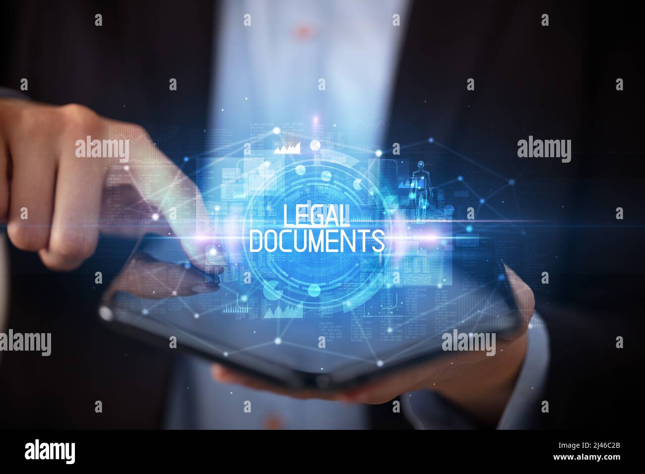 Young man holding a foldable smartphone Stock Photo - Alamy