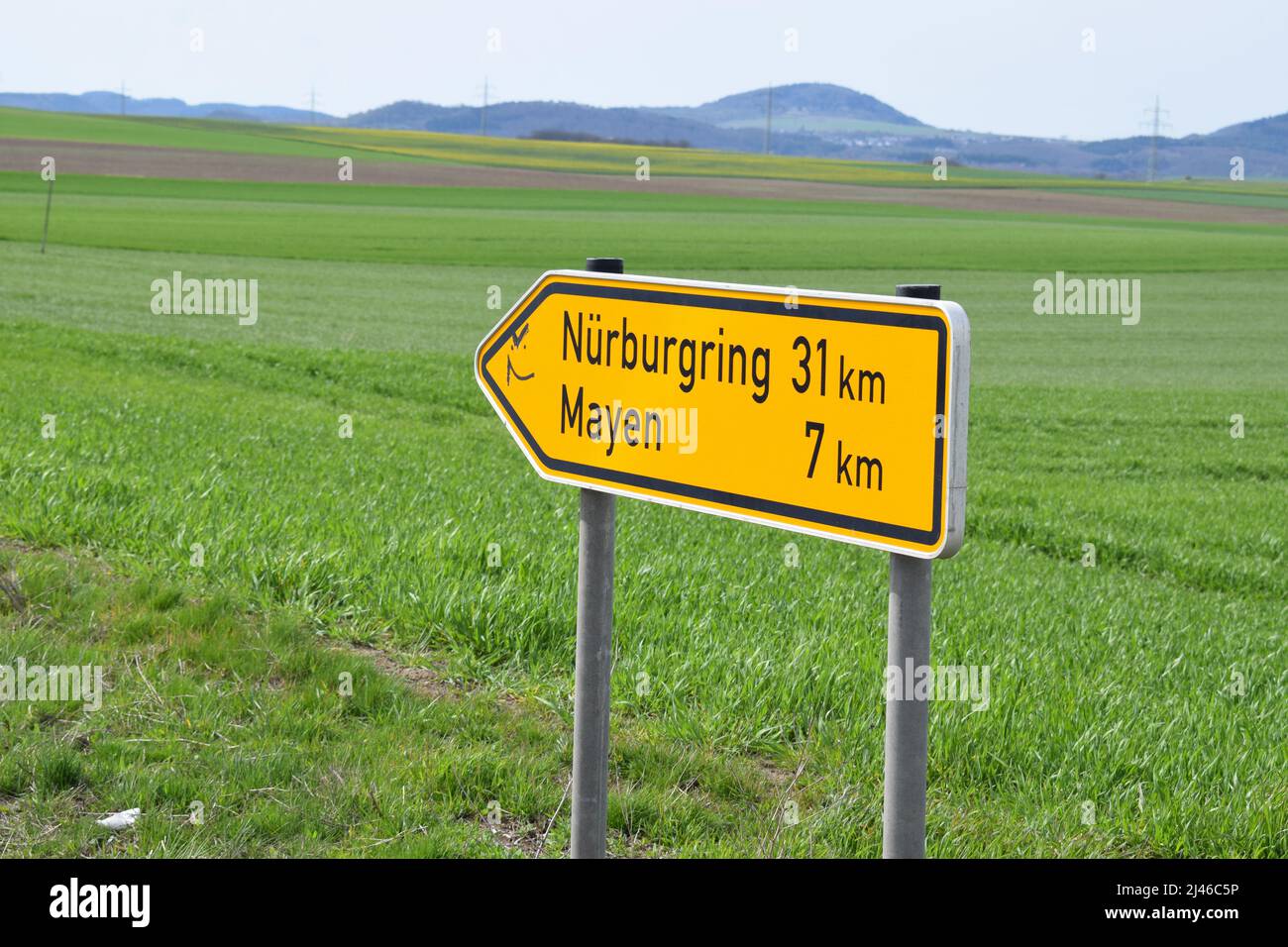 sign to Mayen and Nürburgring Stock Photo - Alamy