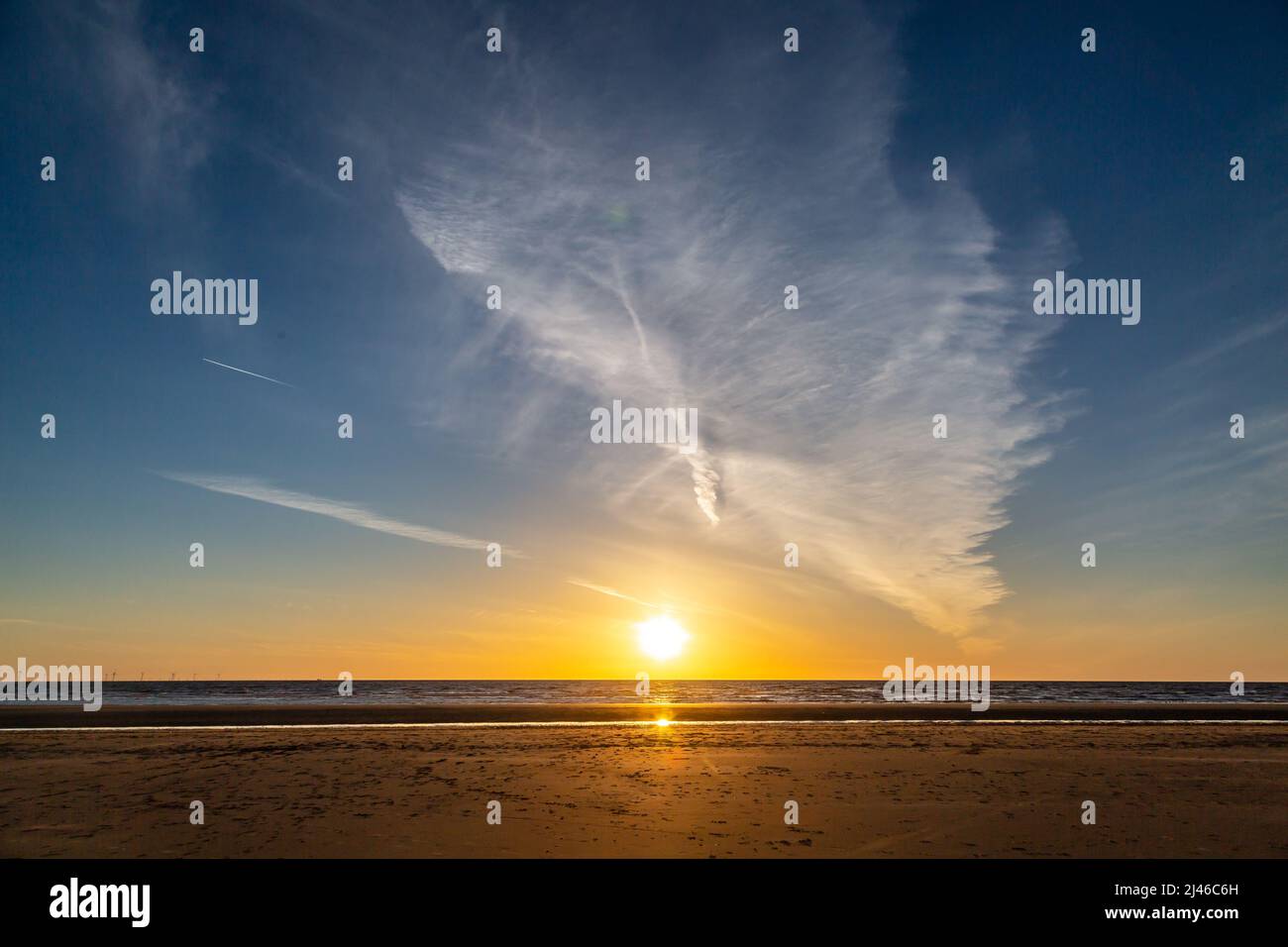 A Coastal Sunset, at Formby Beach on the Merseyside Coast Stock Photo ...