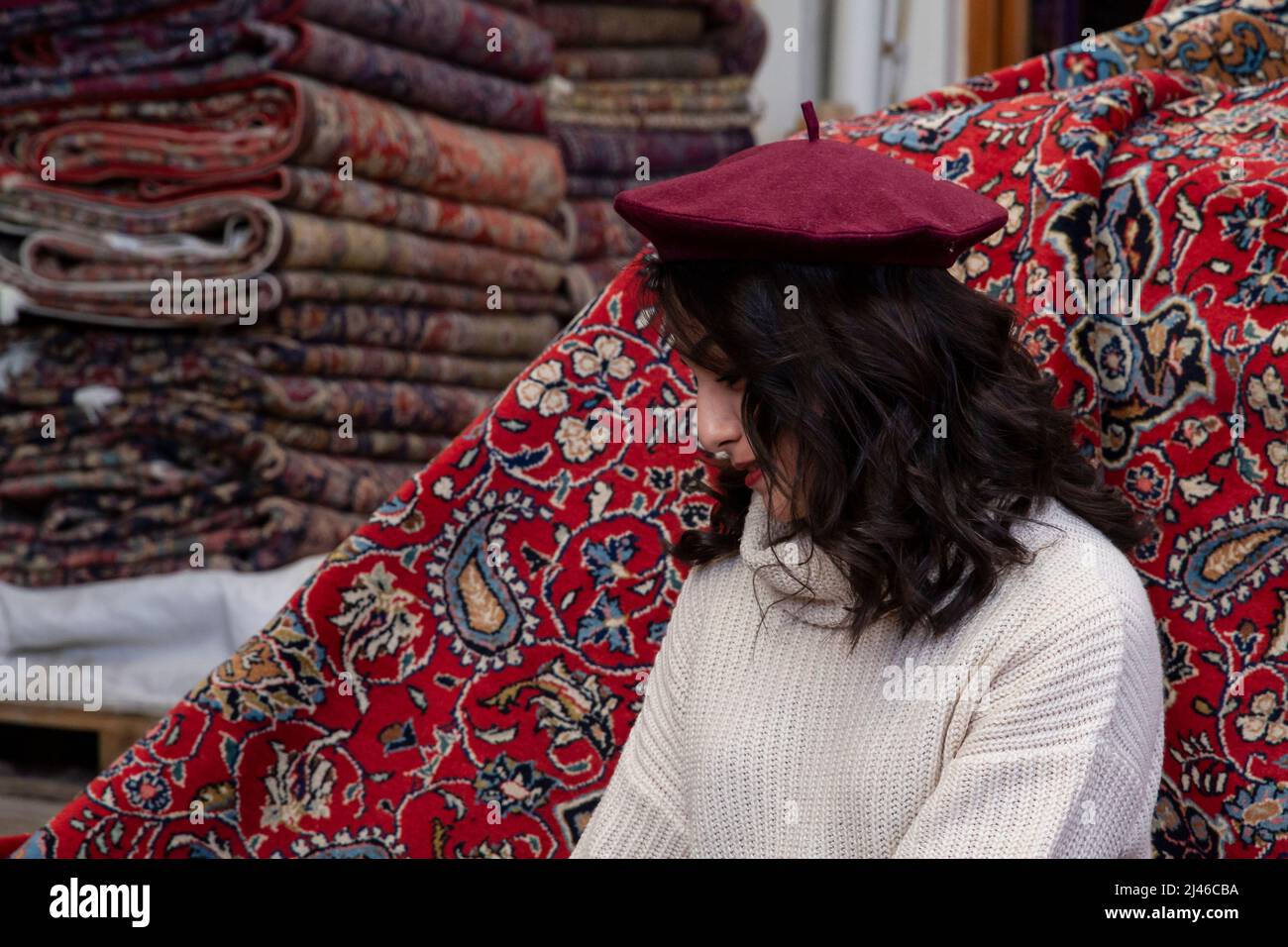 Carpet and model Stock Photo - Alamy