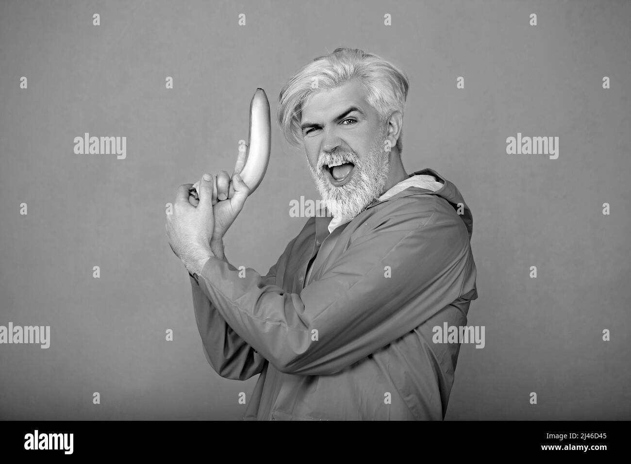 Cheerful funny bearded man in Black and White Stock Photos & Images - Alamy