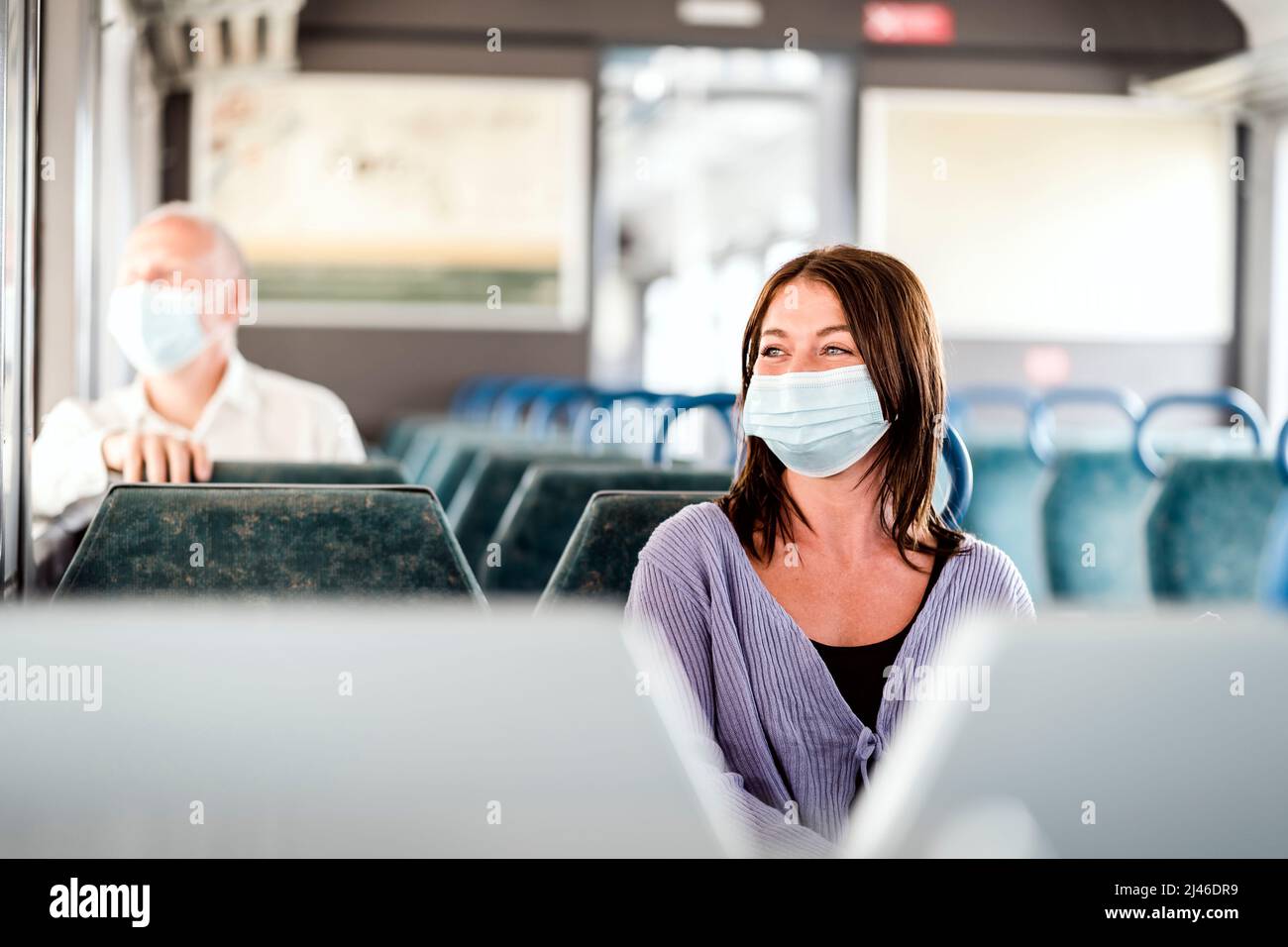 Happy mask commuters hi-res stock photography and images - Alamy