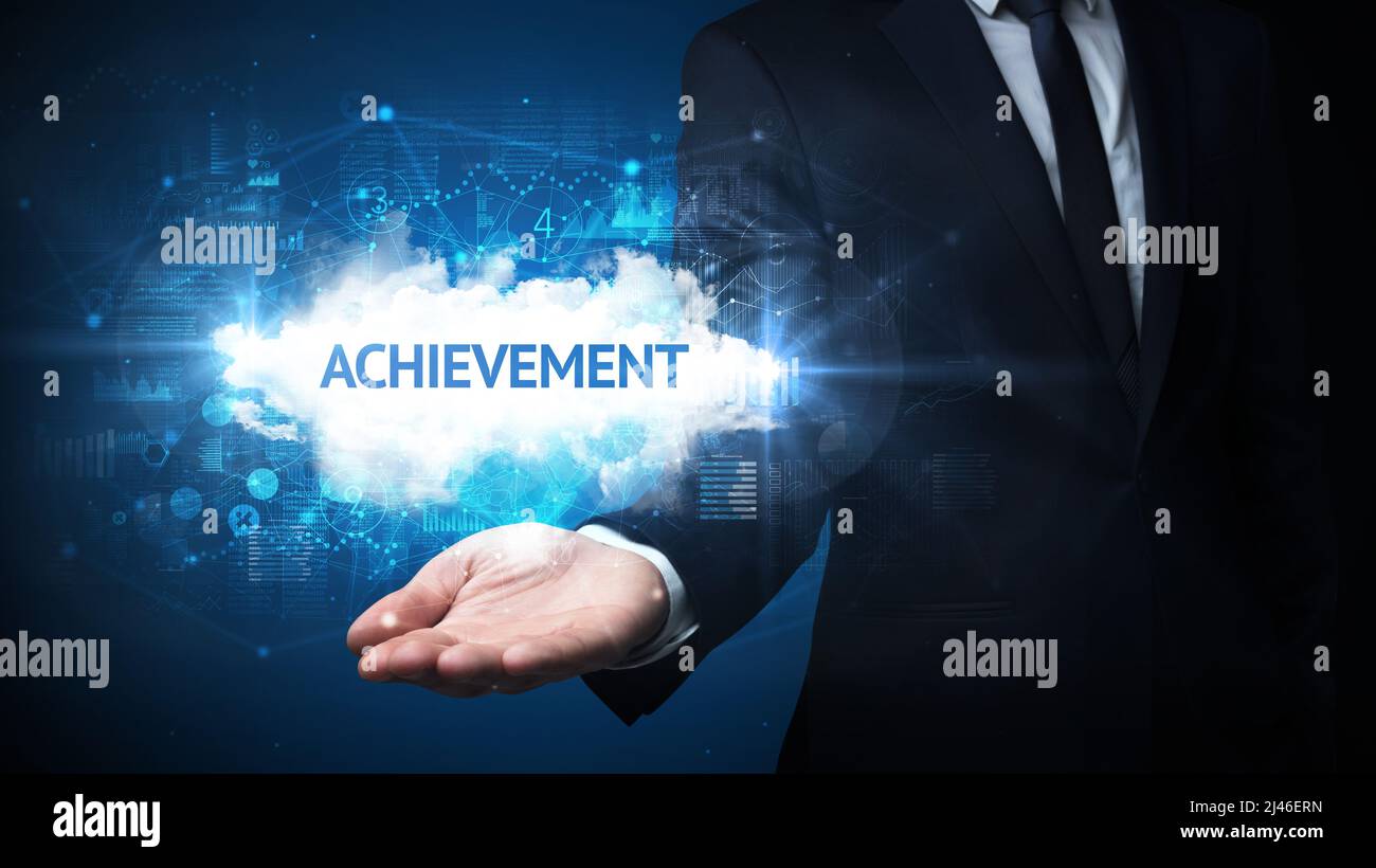 Hand of Businessman holding motivational message Stock Photo - Alamy