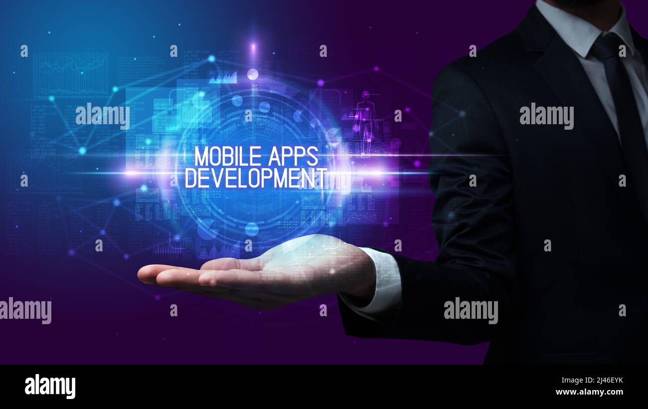 Man hand holding digital technology concept Stock Photo - Alamy