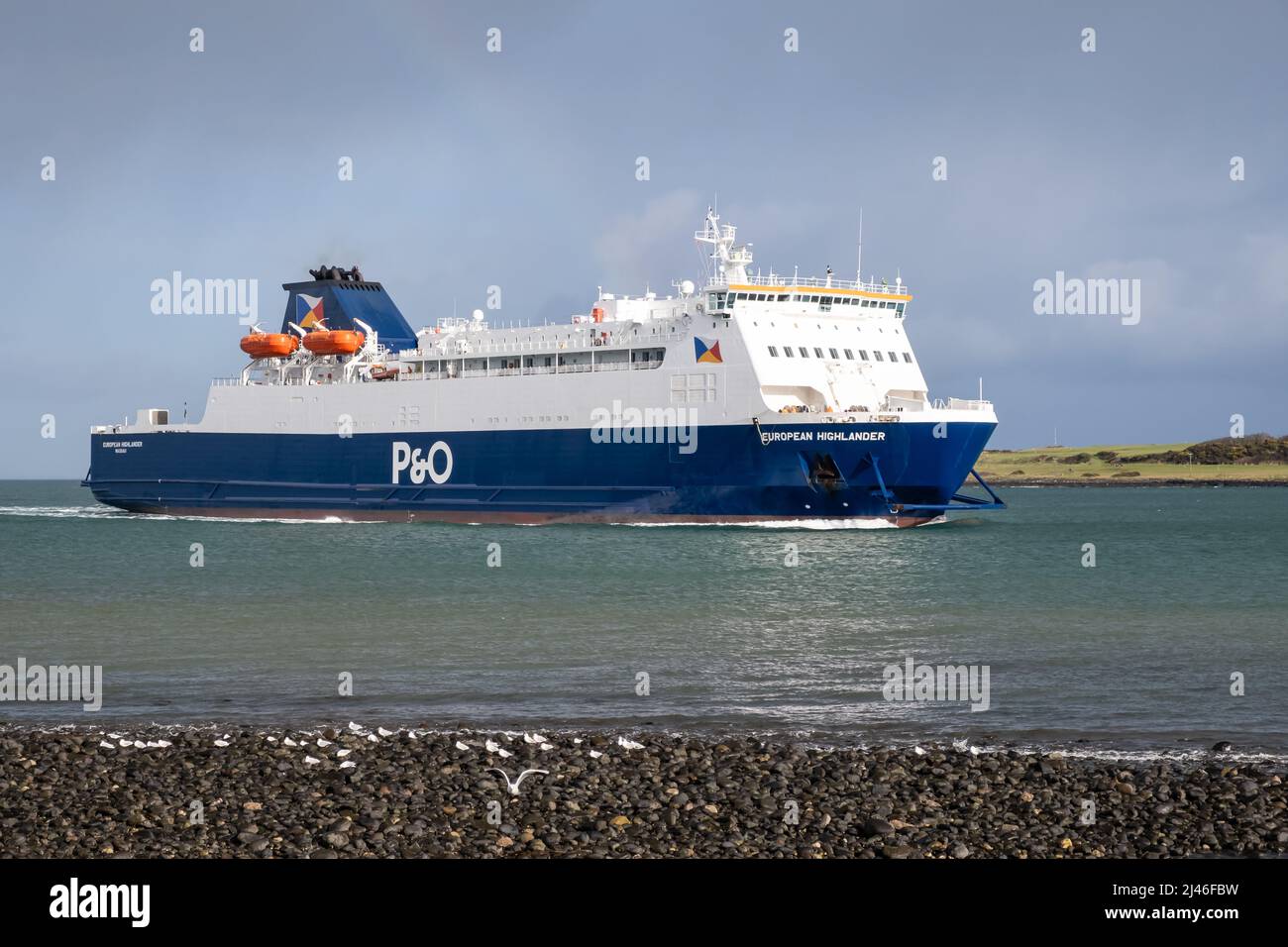 P&O European Highlander ferry arriving into Larne Port, Co. Antrim ...