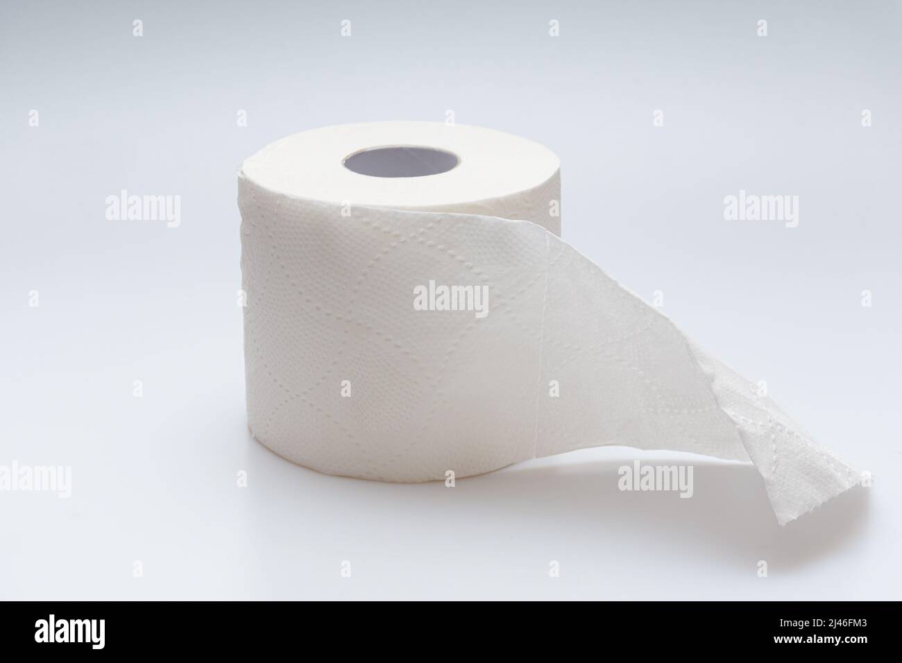 Cleanliness and hygiene toilet paper concept on white background Stock ...