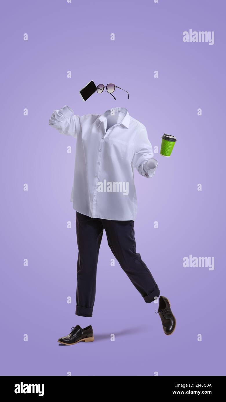 Creative artwork. Invisible woman wearing modern business style outfit ...