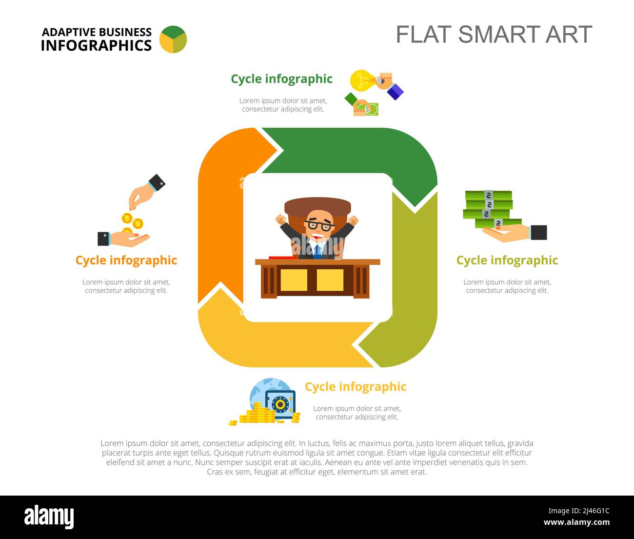 Four financial options process chart slide template. Business data ...