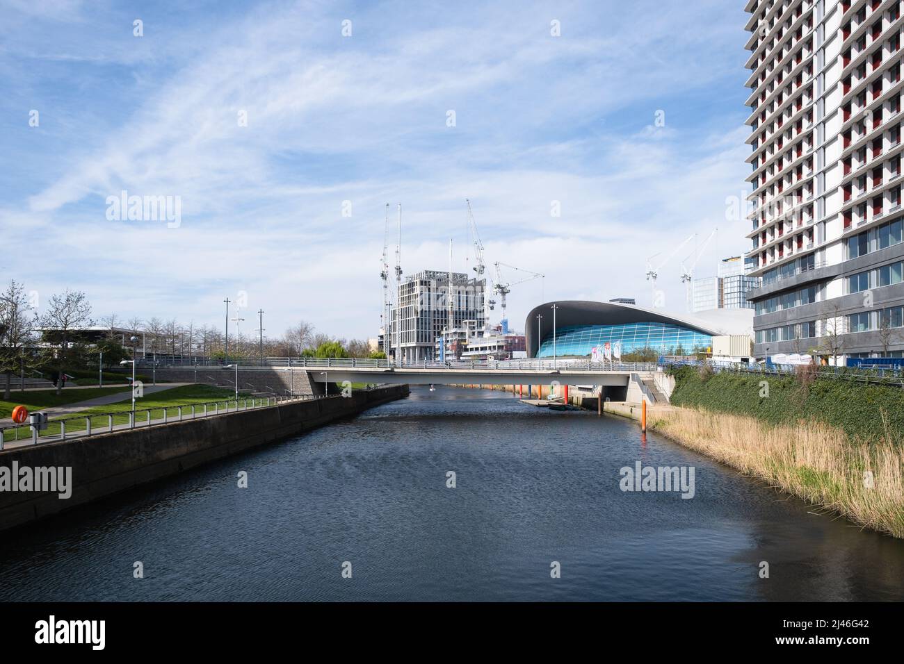 London, UK- April 2021 : The Waterworks River looking toward the ...