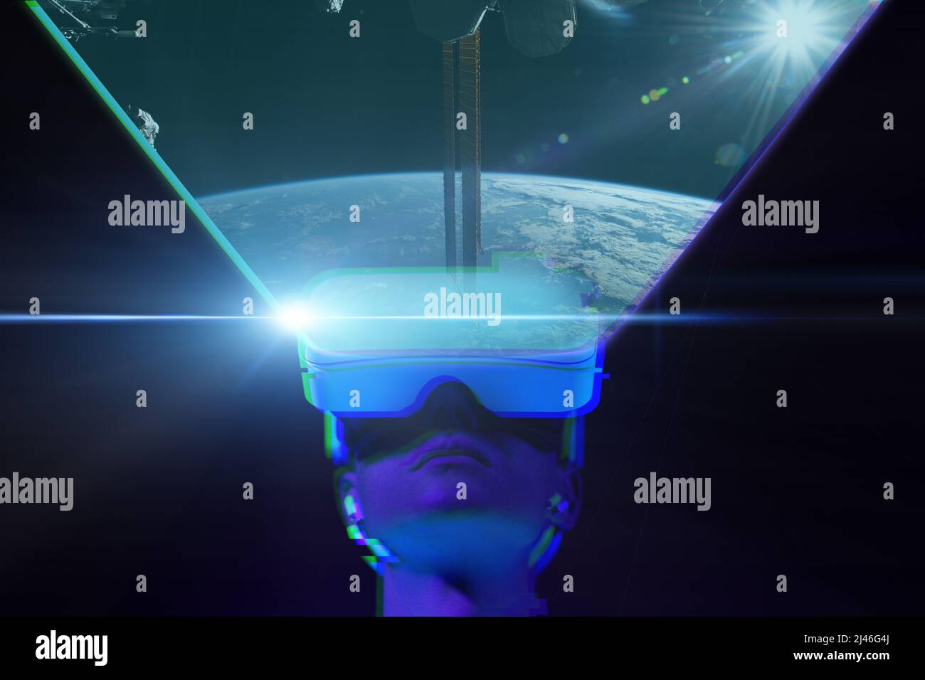 Man uses a virtual reality headset to see the far corners of space ...