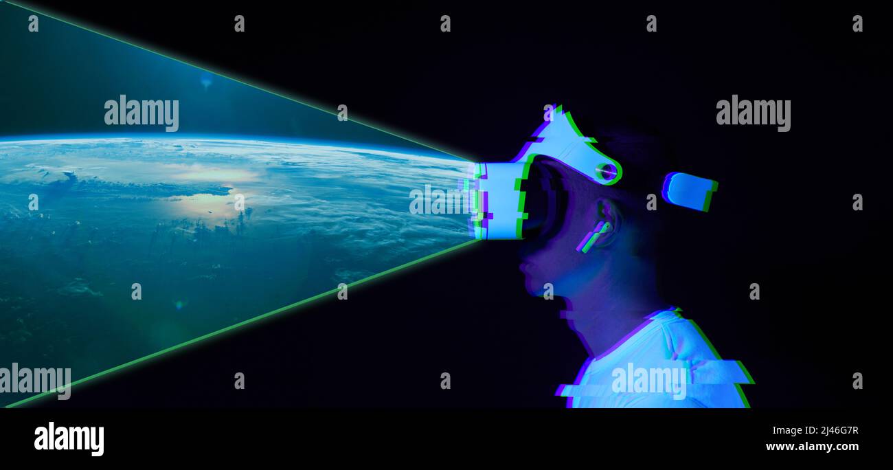 Man uses a virtual reality headset to see the far corners of space ...