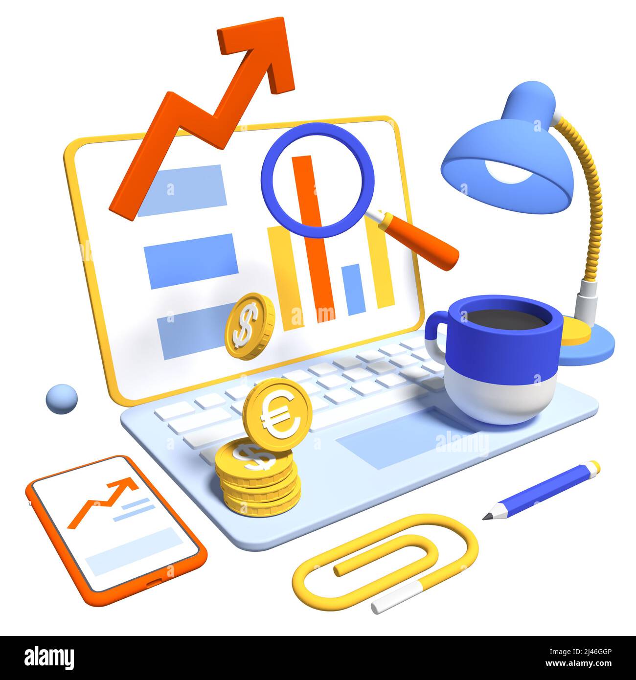 Increasing profit and income - modern realistic 3d illustration Stock ...