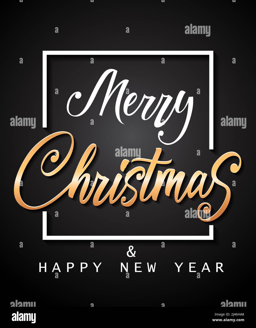 Merry Christmas and Happy New Year lettering in frame. Christmas ...
