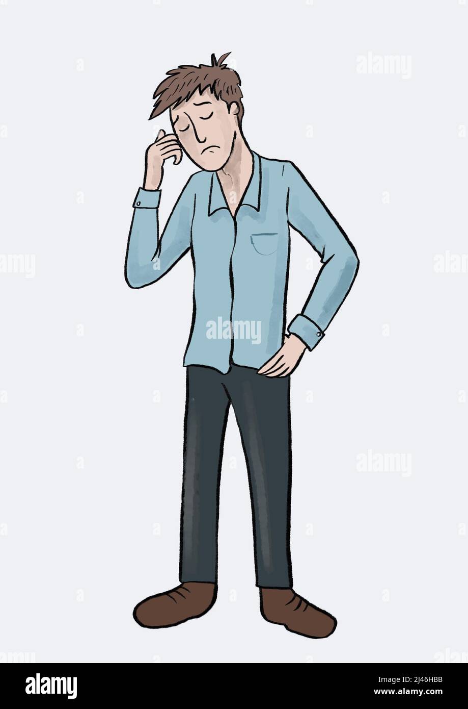 Drawing of lonely old man hi-res stock photography and images - Alamy